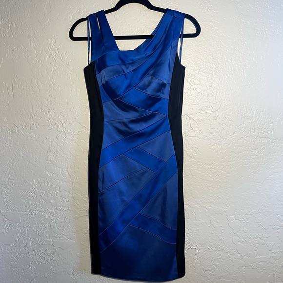 Jax | Dresses | Jax Satin Blue Bandage Dress Size 4 | Poshmark